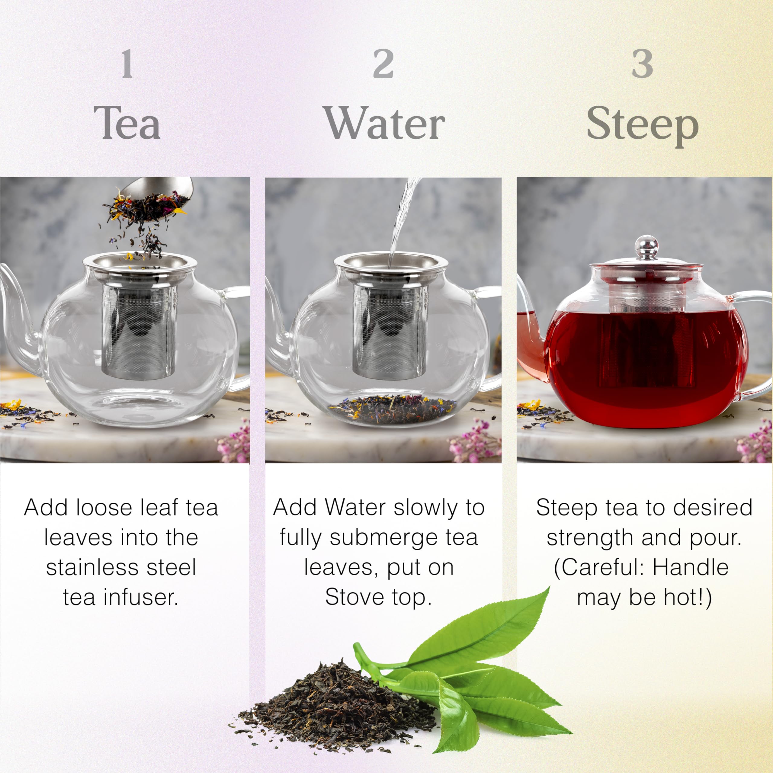 Glass Tea Sets for Adults-Elevate your Tea Time with our Clear Teapot & insulated Cup Set- Tea Pot Sets Kettle w/Infuser for Stove Top & 4 Double Wall Teacups Blooming loose leaf teas Glass Tea set