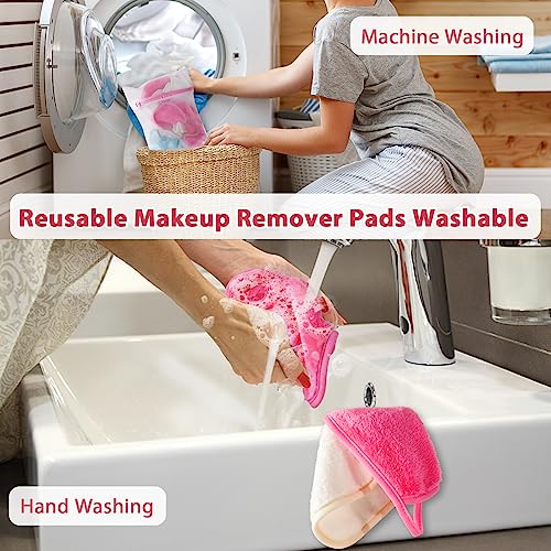 NATWAG | Reusable Update Makeup Removing Microfiber Cloth for Sensitive Skin | Washable Makeup Remover Towels | Natural Facial Cleansing Towels (6βx 6β, 12 Pack/Pink)
