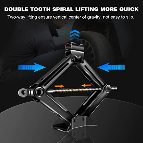 Scissor Lift Jack for Car - 2 Ton apacity Car Jack with Speed Crank Handle- Lifting Jack Car Kit with Wrench(17/19/21/23mm Sockets) for Auto/SUV/MPV