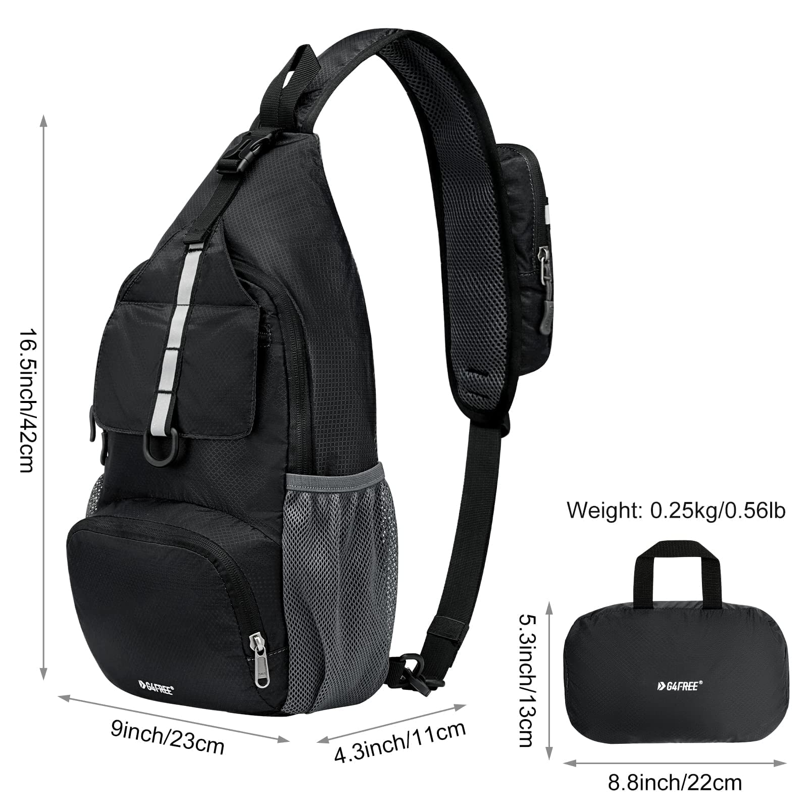 G4Free Lightweight Packable Backpack Hiking Daypacks + Sling Bags Foldable Hiking Crossbody Sling Backpack