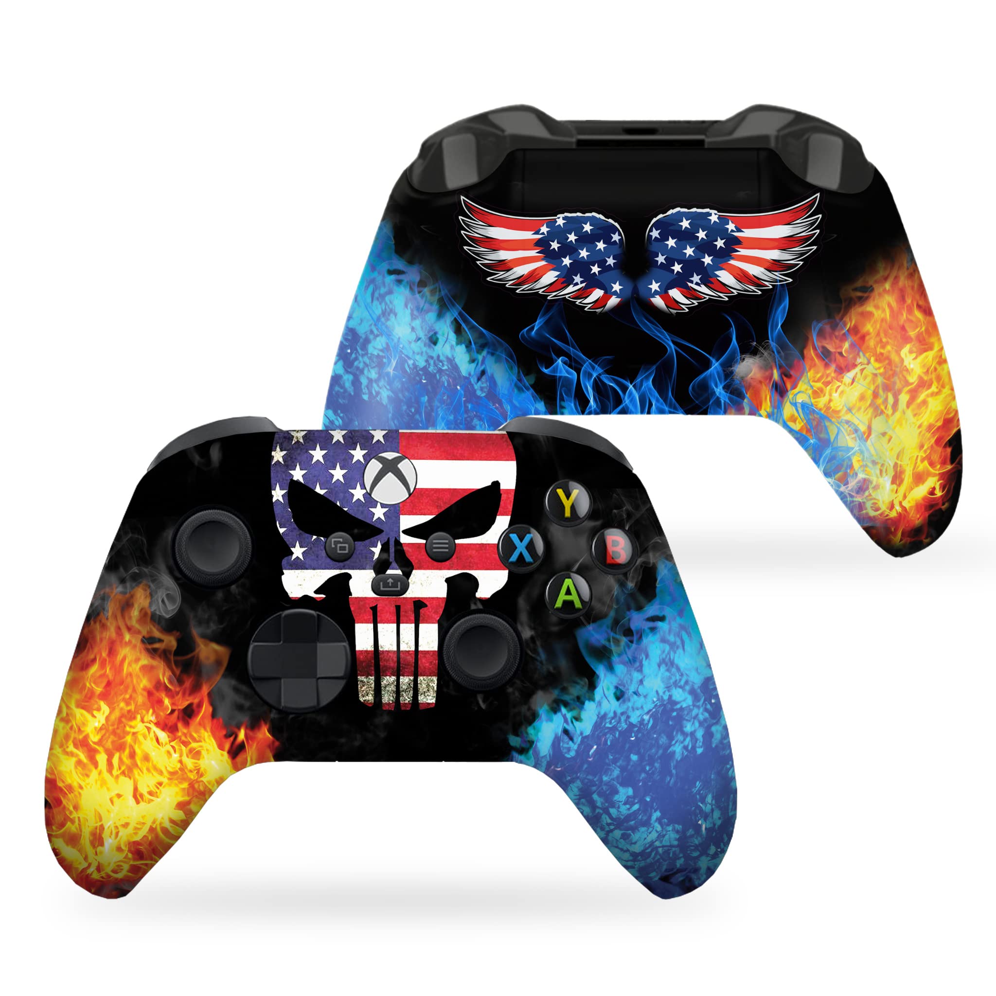 DreamController Green Skull Custom X-box Controller Wireless compatible with X-box One/X-box Series X/S Proudly Customized in USA with Permanent HYDRO-DIP Printing(NOT JUST A SKIN) (MODDED)