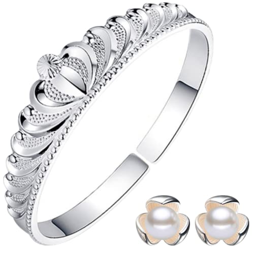 TOPOB Classic 925 Sterling Silver Bracelet, Ladies Fashion Pattern Open Alloy Jewelry Cuff Bangle Chain Bracelets (Silver-C)