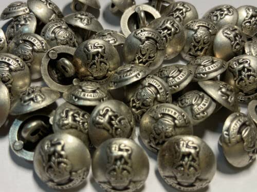Heraldic Lion/Crown Italian Metal Button (DTA) Antique Silver Finish 15mm 5/8" Shank (50 Pcs)