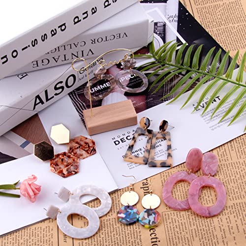 Duufin 32 Pairs Acrylic Earrings Bulk Statement Earrings for Women Acrylic Hoop Earring Mottled Resin Drop Dangle Earrings Polygonal Bohemian Earrings