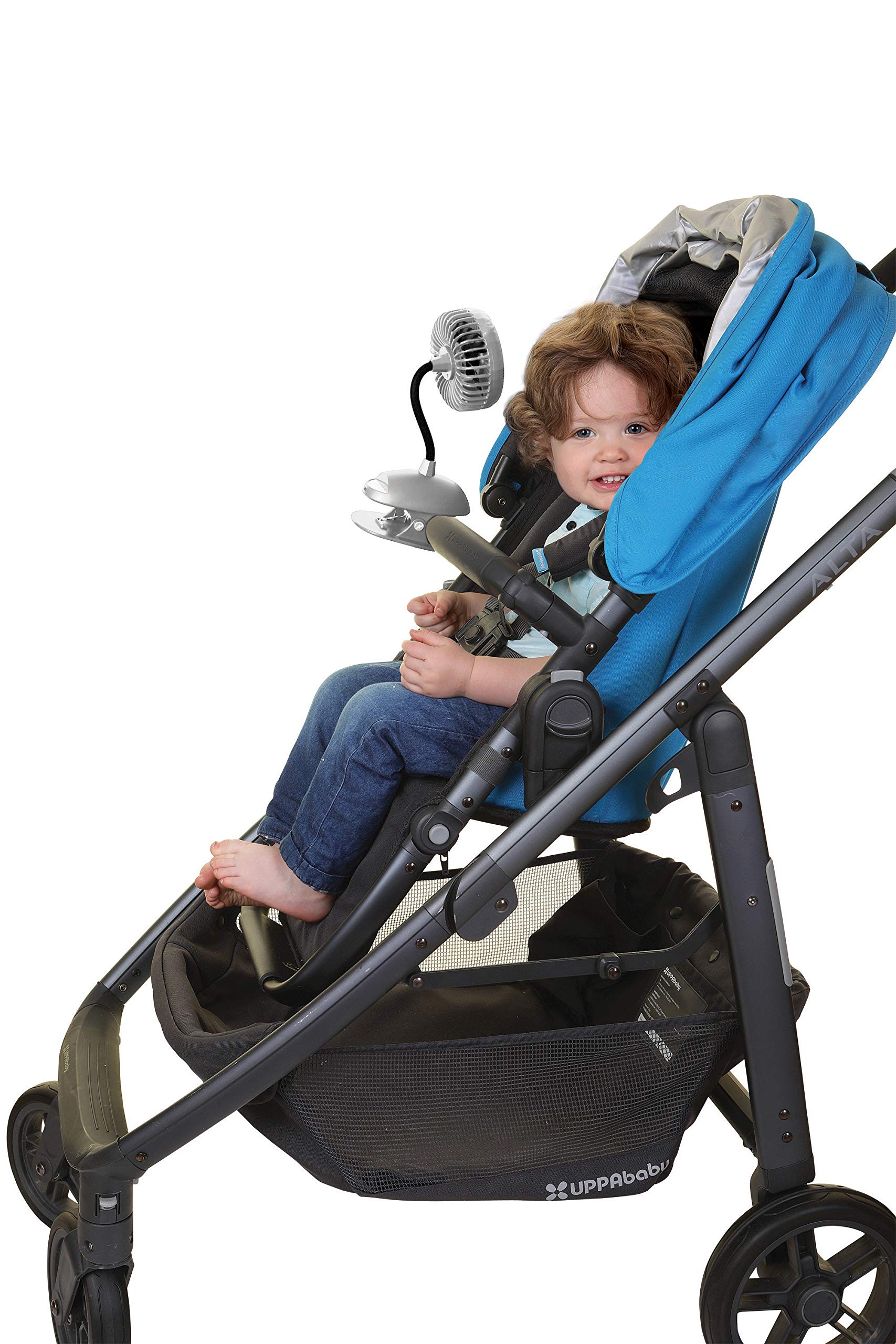 Dreambaby Portable USB Rechargeable Clip-On Stroller Fan - with Breeze Mode - Grey - Model L2346