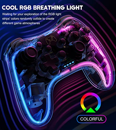 Switch Controller Compatible with Switch/Lite/OLED Controller, Switch Pro Controller With RGB Breathing LED, Switch Controllers Remote Supports Multi-Platform&App with Turbo, Wake-up Function