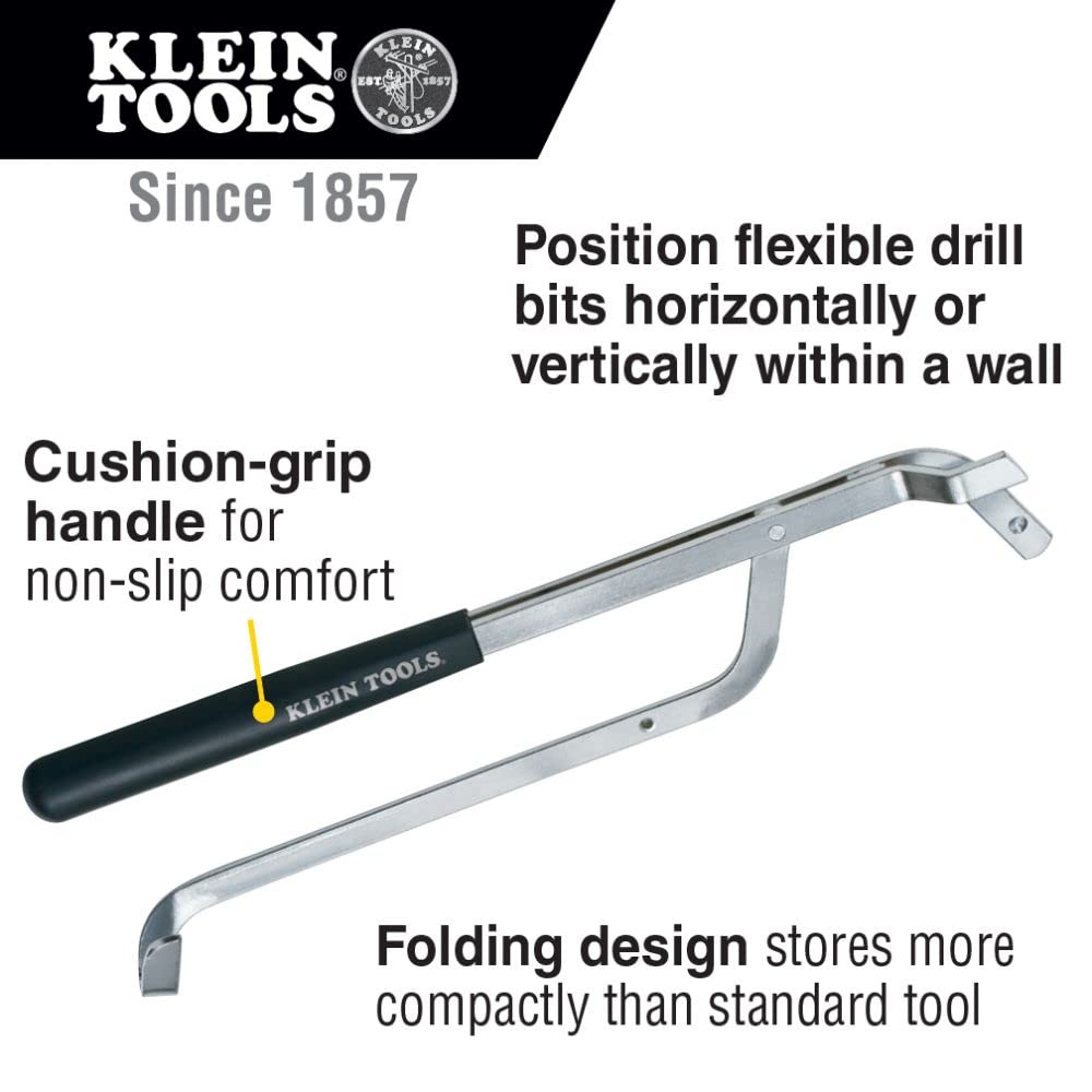 Klein Tools 53721 Flex Bit Kit with 9/16-Inch x 54-Inch Flex Bit Auger, Placement Tool and Wire Pulling Grip for Pulling Wire Behind Walls