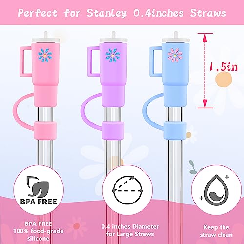 Mojoker 6PCS Straw Cover for Stanley Cup, Silicone Straw Covers Cap for Stanley Cup 40 oz, Straw Topper with 30 Oz Tumbler, Mini 10mm for Stanley Cup Straw Cover for Tumblers