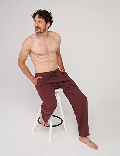LAPASA Men's Soft Knit Pajama Pants Comfy Sleepwear Loungewear Solid PJ Bottoms with Pockets Nightwear Yoga Meditation M23 Medium (Knit) Burgundy