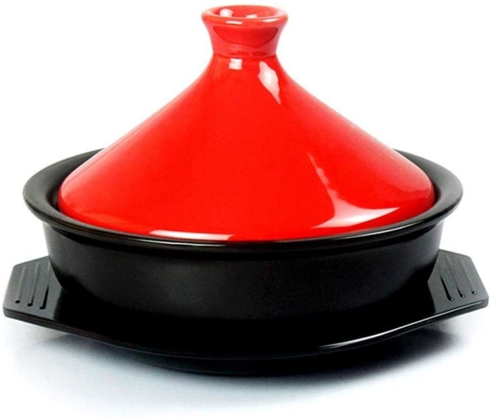 High Temperature Resistant Casserole Pot With Wooden Shovel Lead Free Ceramic Tagine Pot For Home Kitchent 22.5.26 (Color : Red)