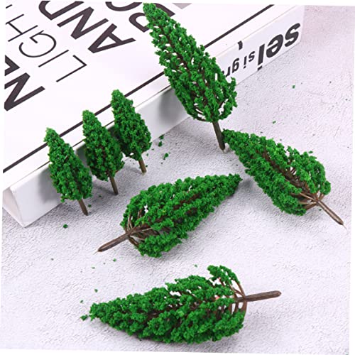 Generic 12 Pcs Sand Tray Miniatures Cake Accessories Train Accessories Micro Landscape Plant Architecture Trees Figure Miniature Tree for Crafts Bookshelf Christmas Tree Plastic Tree Green