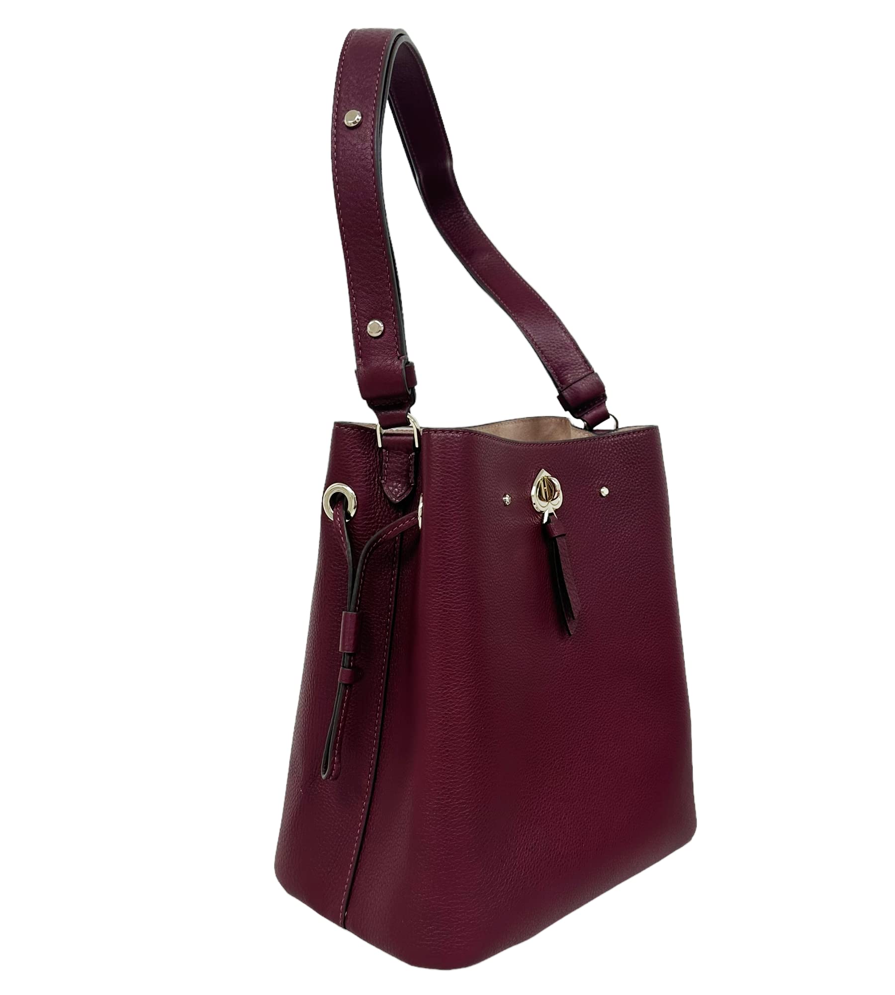Kate Spade Marti Large Bucket Bag Shoulder Bag Deep Berry Pebbled Leather