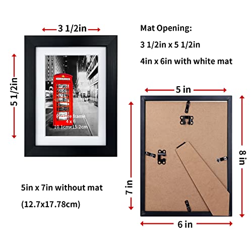 Lavezee 16 Inch Rustic Floating Shelves for Wall Set of 3 and 4x6 Black Picture Frames Set of 6