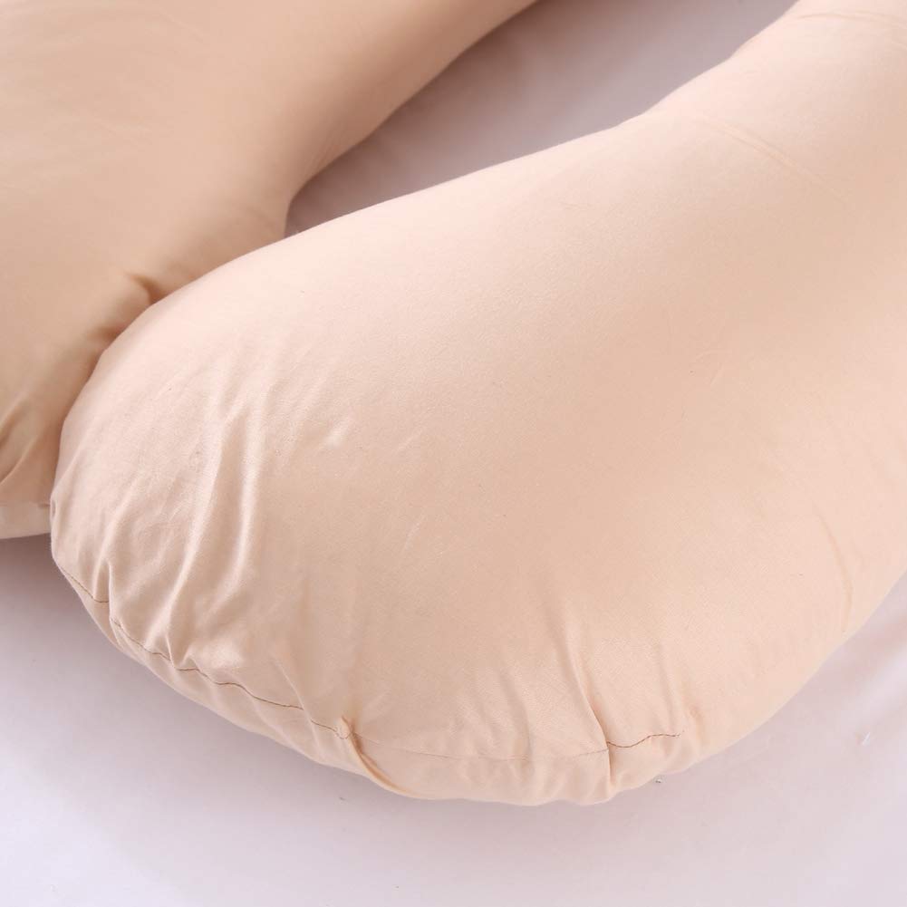 Do&Get Home Collection Pregnancy Pillow, U-Shape Maternity & Nursing Support with Removable Cotton Cover (Light Brown)