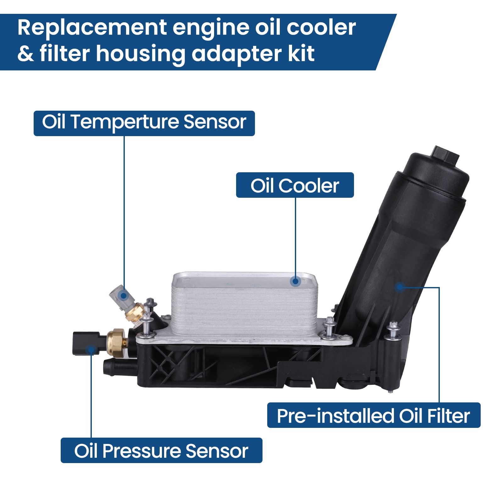 Engine Oil Cooler and Oil Filter Housing Adapter Assembly Replace 5184294AE, Compatible with 2011-2013 Dodge Charger Ram Chrysler 200/300 3.6L V6 Engine