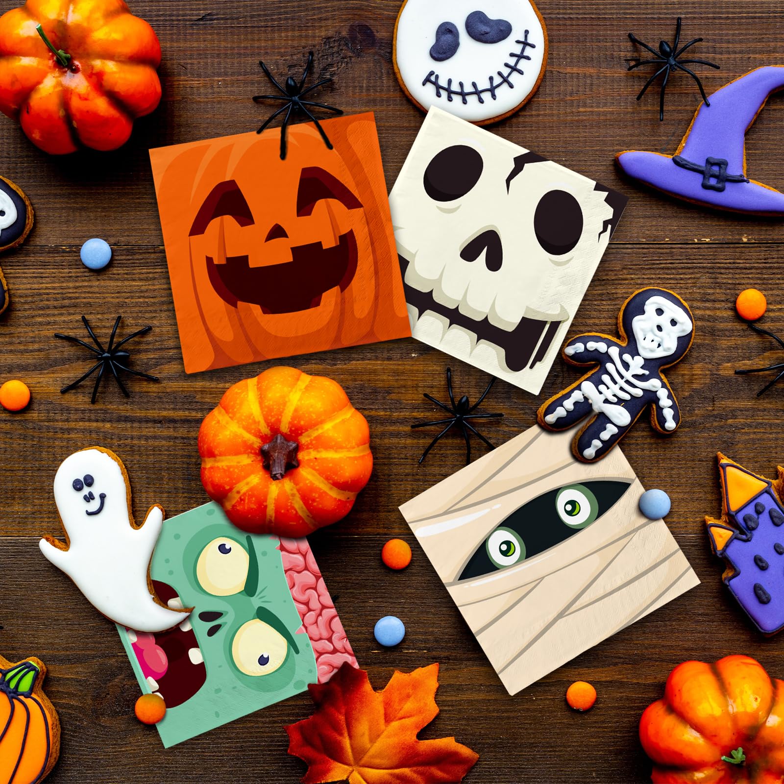 Lamparty Halloween Party Supplies Disposable Big Paper Plates and Paper Napkins for Halloween Party Decorations Serve 48 