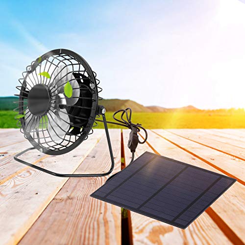 Hyuduo 5W USB Solar Panel Powered Cooling Fan, Portable Mini Fan Photovoltaic Solar Panel Set for Outdoor Home Travelling Chicken House, 5.3 Inch,Solar Panels