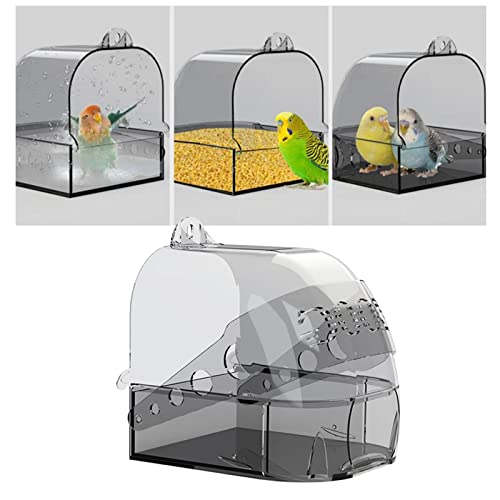 KLKCMS Bird Hanging Cage Feeder Bathing Tub for Parrots Pet Canary Accessories