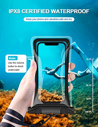 Vuwwey Waterproof Phone Pouch, [Built-in Pocket] Floating IPX8 Waterproof Phone Case with Adjustable Lanyard, Underwater Dry Bag Compatible with iPhone 14 13 12 11 Pro Max and Up to 6.9''- 2 Pack