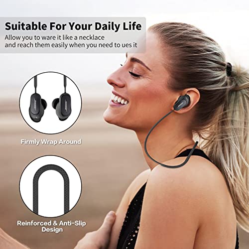 WOFRO Anti-Lost Strap for Bose QuietComfort Earbuds II, Sports Soft Silicone Lanyard Accessories Compatible with New Bose QuietComfort Earbuds 2 Neck Rope Cord (Black)