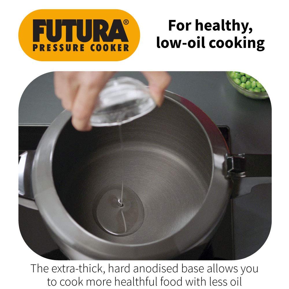Hawkins Futura Hard Anodized Pressure Cooker, 7 Liter, Black
