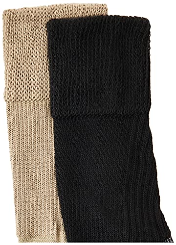 Dr. Scholl's Men's 2 Pack Non-binding Diabetes and Circulatory Odor Resistant Crew Casual Sock, Khaki/Black, Shoe Size 13-15 US