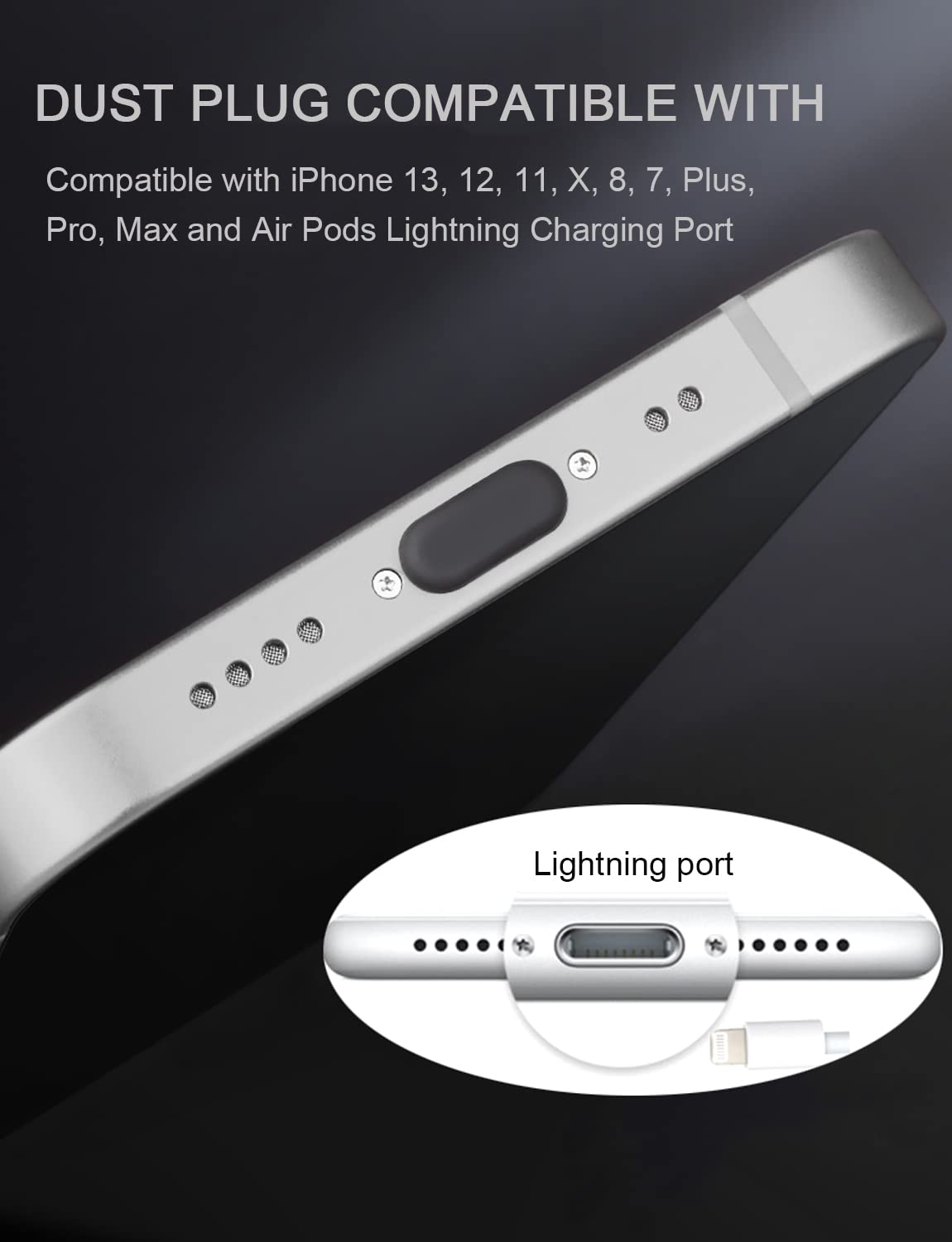 Gavemi 20 Pack iPhone Dust Plug Compatible with iPhone 13, 12, 11, X, 8, 7, Plus, Pro, Max and Air Pods Lightning Charging Port Dust Plug Cover (Translucent/Black)