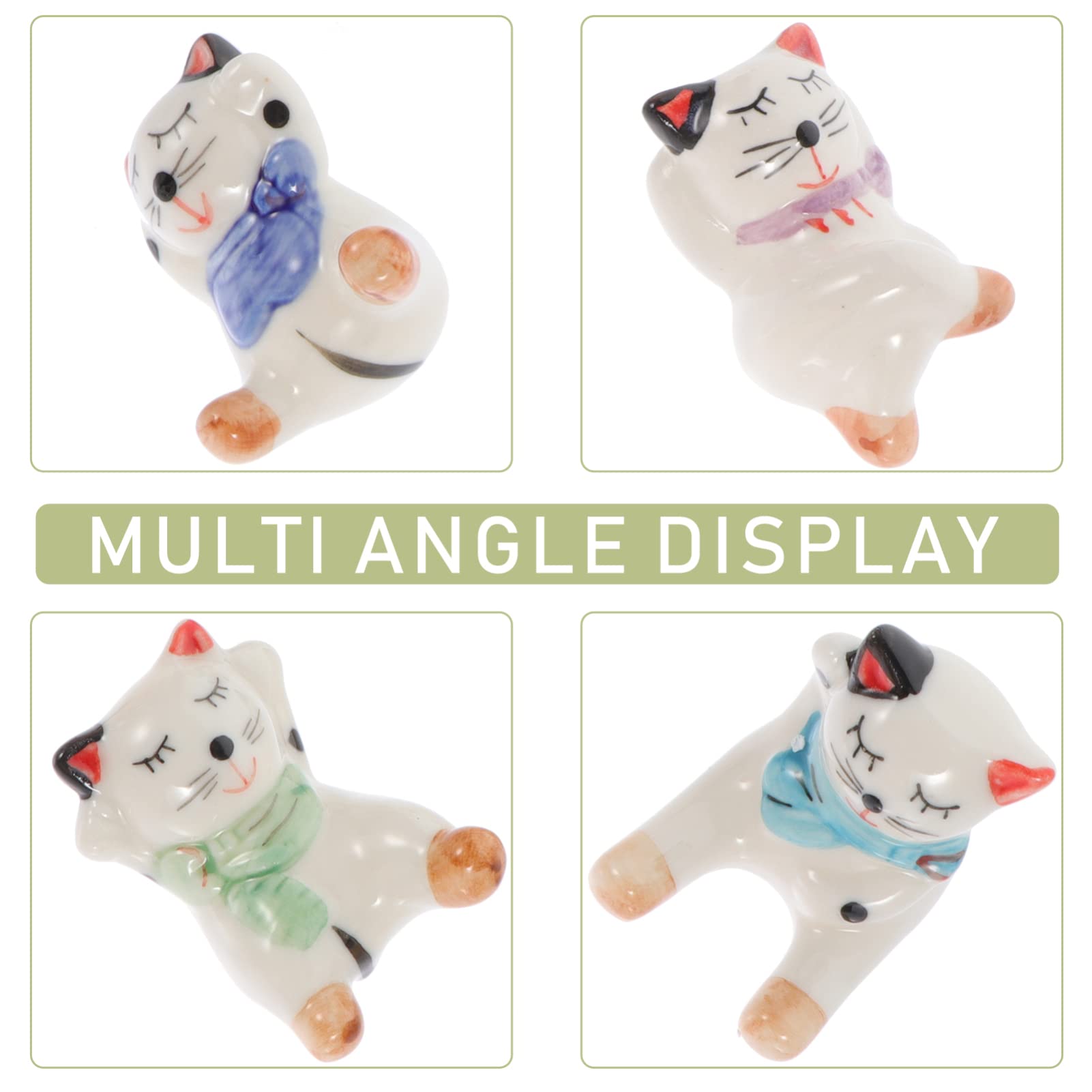 Hemoton 5pcs Chopsticks Rests,Cute Cat Chopsticks Rest Ceramic Chopsticks Holder Rack for Dinner Fork Spoon Knife Tableware