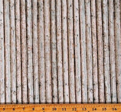 FlashPhoenix Quality Sewing Fabric – 100% Cotton Wooden Planks Logs Cabin View Tan 100% Cotton Fabric Print 36" x 44" Inch (by The Yard)