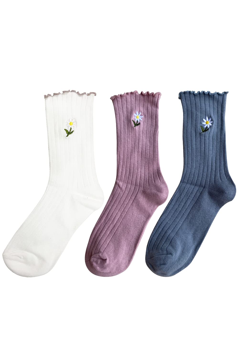 Doitall Crew Socks for Women Ruffle Socks Womens Slouch Cute Dress Socks Black Socks US 5-9