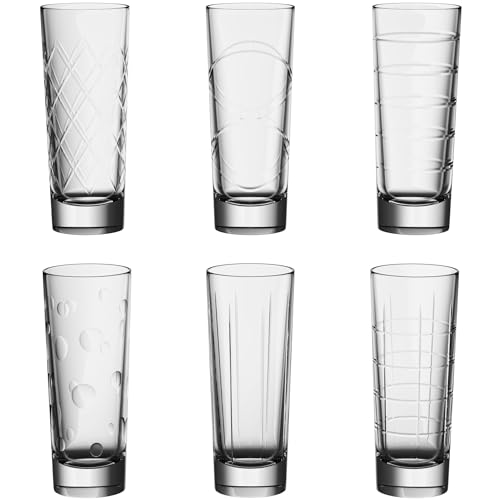 Fifth Avenue Crystal Medallion Shot Glasses Set of 6, 2.2 oz, Durable Shot Glasses Bulk, Etched Patterns, Textured Glass Cups, Small Whiskey Shot Glasses for Vodka, Tequila, Liquor, and Espresso