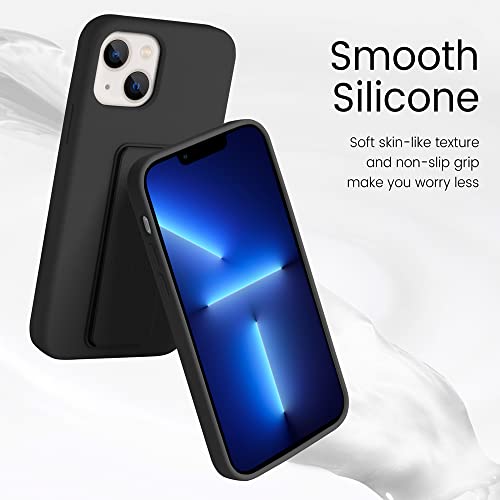 LAUDTEC iPhone 13 Mini Case with Kickstand, Vertical/Horizontal Stand Hand Strap Kickstand | Microfiber Linner | Liquid Silicone Full Body Protective Stand Case for iPhone 13 Mini 5.4'' Black