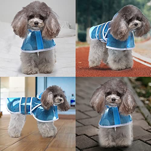 KTHZI Dog Raincoat Adjustable Pet Waterproof and Windproof Clothes Lightweight Rain Jacket Poncho for Hoodies with Strip Reflective(D Blue,Medium,YY31)