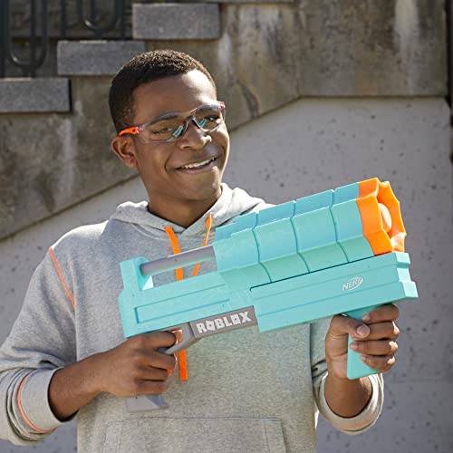 NERF Roblox Sharkbite: Web Launcher Rocker Blaster, Includes Code to Redeem Exclusive Virtual Item, 2 Rockets, Pump Action
