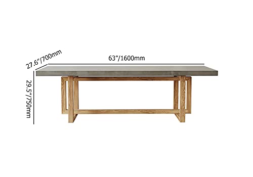 KunMai 63'' Dining Table Concrete Grey Dining Table for 6 Rectangle Wooden Tabletop