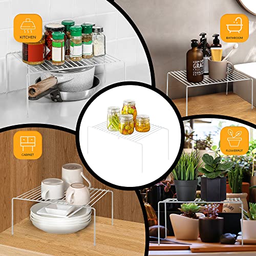 Ravinte 2 Pack Freezer Shelf Organizer, Cabinet Storage Shelf with Rustproof Metal Wire, Kitchen Cabinet Organizer Spice Rack for Frige, Pantry, Cupboard, Countertop - White