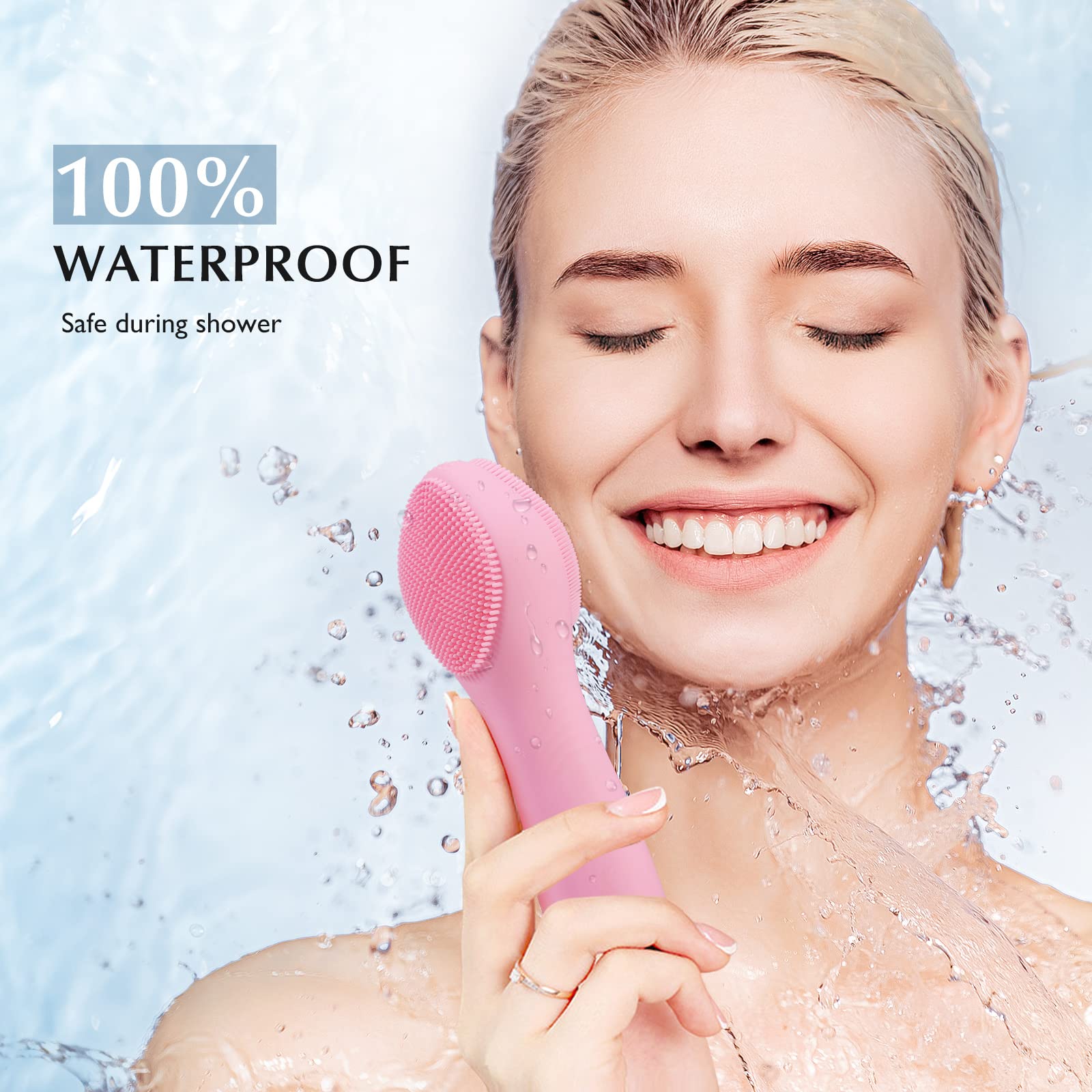 Facial Cleansing Brush Face Scrubber: Electric Sonic Vibration Face Brush for Exfoliating and Deep Cleaning Silicone Rechargeable Cleanser Device Waterproof Machine Skin Wash Exfoliator System