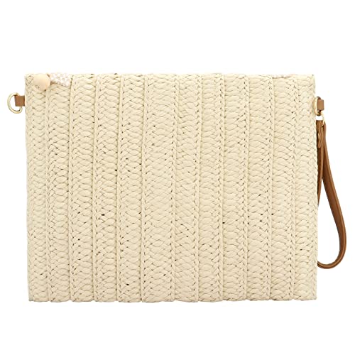 Gets Straw Clutch, Straw Clutch Women Hand-woven for Summer Beach Envelope Clutch Purse Wallet
