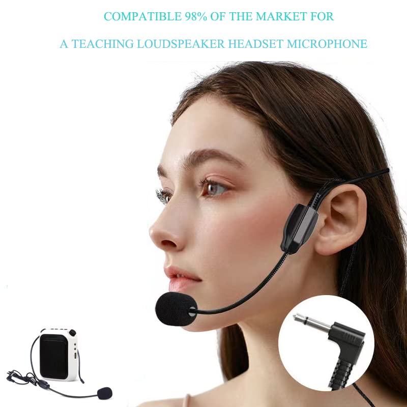 FEESIR Headset Microphone, 3.5mm Connector Jack Black Microphone, for Voice Amplifier,Teachers, Speakers, Coaches, Presentations, Seniors and More, 2 Packs