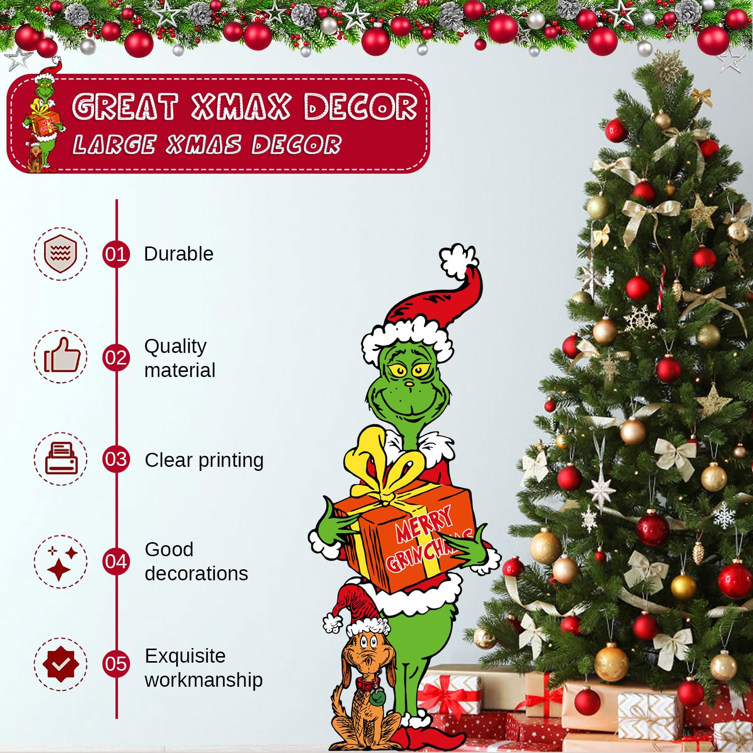 Large Funny Christmas Decorations, 39 * 15 Inches, Christmas Classic Cardboard Cutouts for Xmas Home Decor (Style 1)
