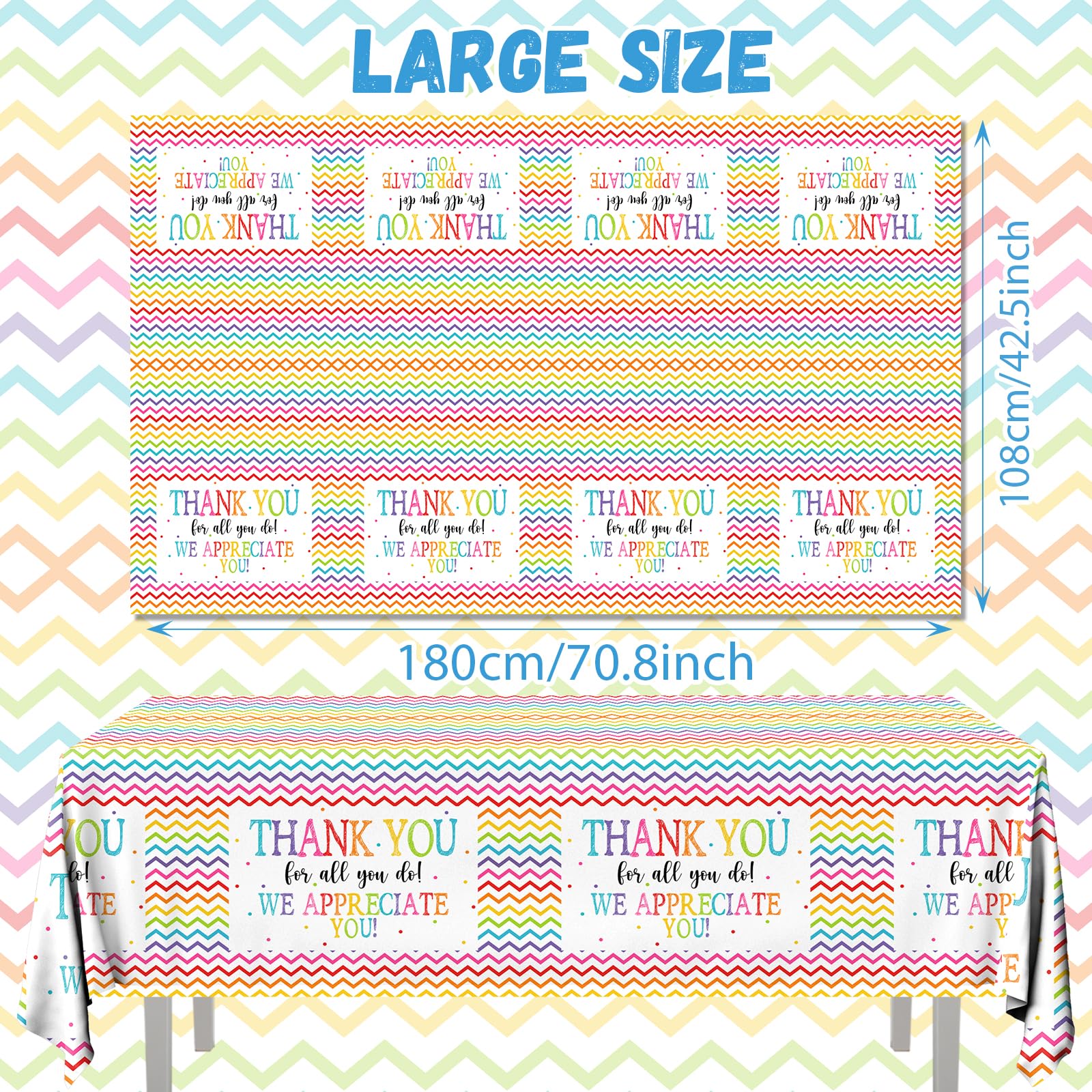 Juweked 3Pcs Thanksgiving Tablecloth Thank You Table Cloth Plastic We Appreciate You Table Cover Rectangle Appreciation Tablecloths Thankful Table Decor Grateful to Employee Teacher Doctor Parents