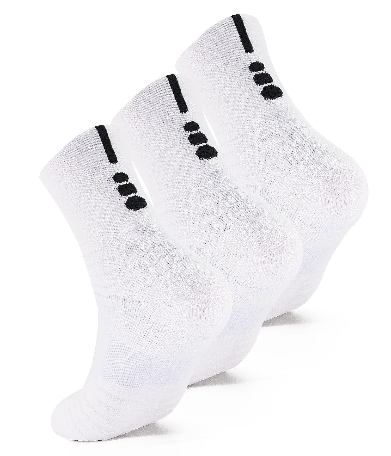DILIBA Elite Basketball Socks Cushion āAthletic Crew Socks for Men's Women's Youth Boy White