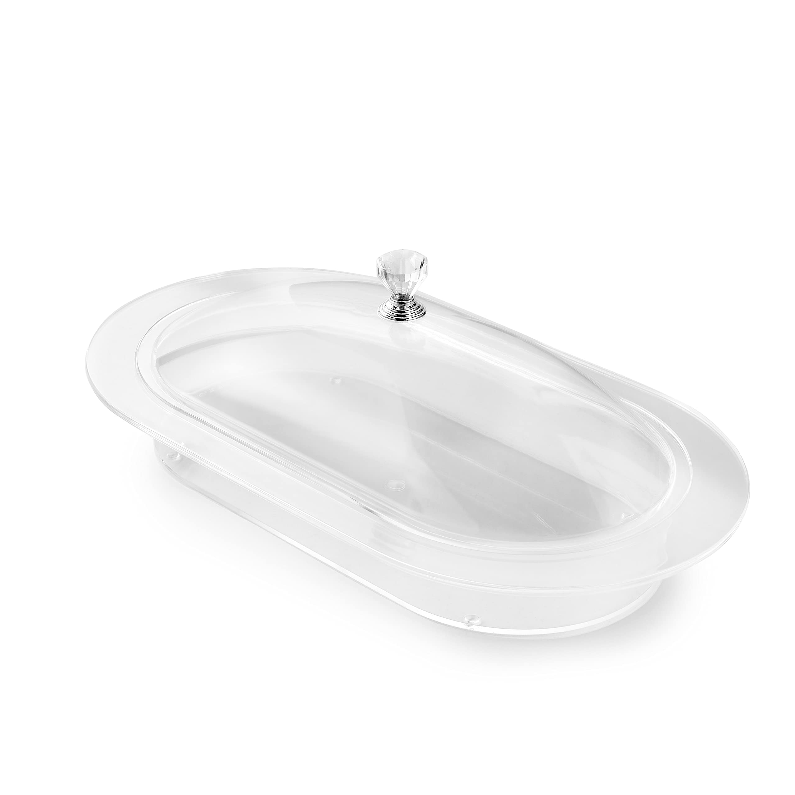 Huang Acrylic Clear Covered Oval Serving Food Tray | Servware with Lid Used for Appetizers, Snacks, and Shareable Entries | Perfect for Parties, Holidays, Celebrations, or Everyday Use