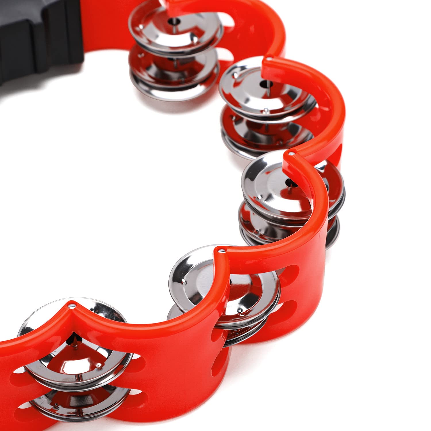 Facmogu 2 Pack Double Row Handheld Percussion Tambourine, Hand Tambourine Bells Music Instrument - Red