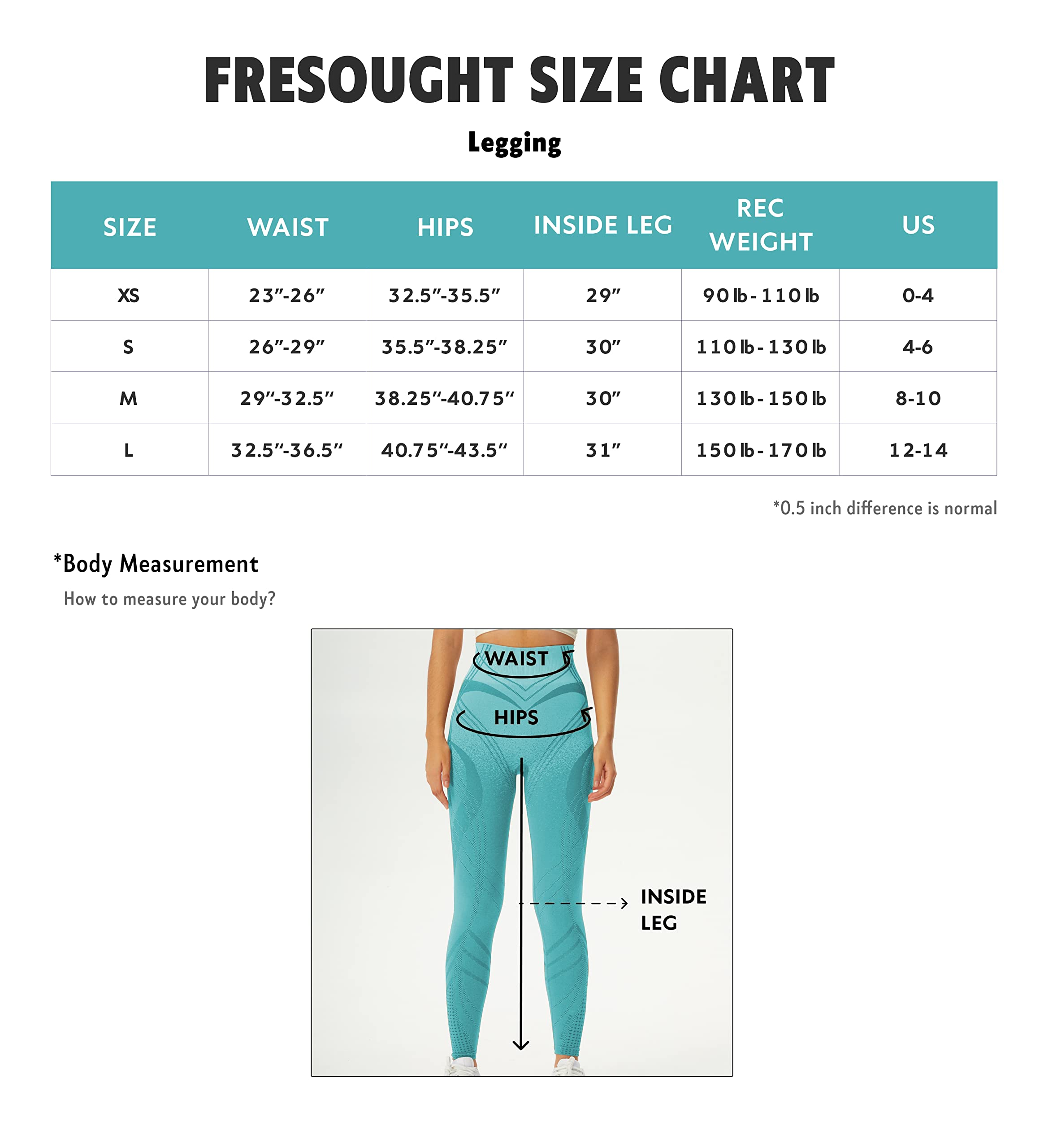 FRESOUGHT Workout Tummy Control Gym Leggings for Women, Seamless High Waist Athletic Butt Lifting Yoga Pants-Cyan-S