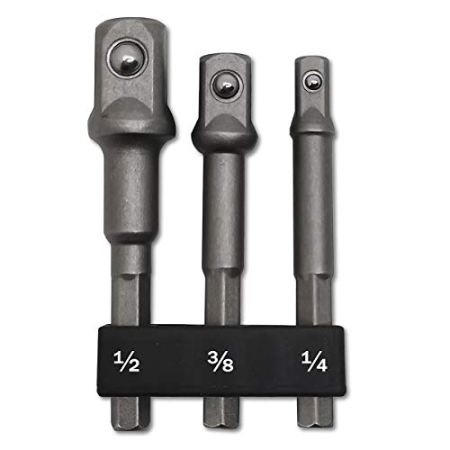 Impact Socket Adapter Set, PTSLKHN 3 PCS | 1/4", 3/8", 1/2" Drive, Socket Adapter for Drill, 3/8 to 1/2 Socket Adapter, 3/8 to 1/4 Socket Adapter, Adaptation to High Torque Impact Wrenches