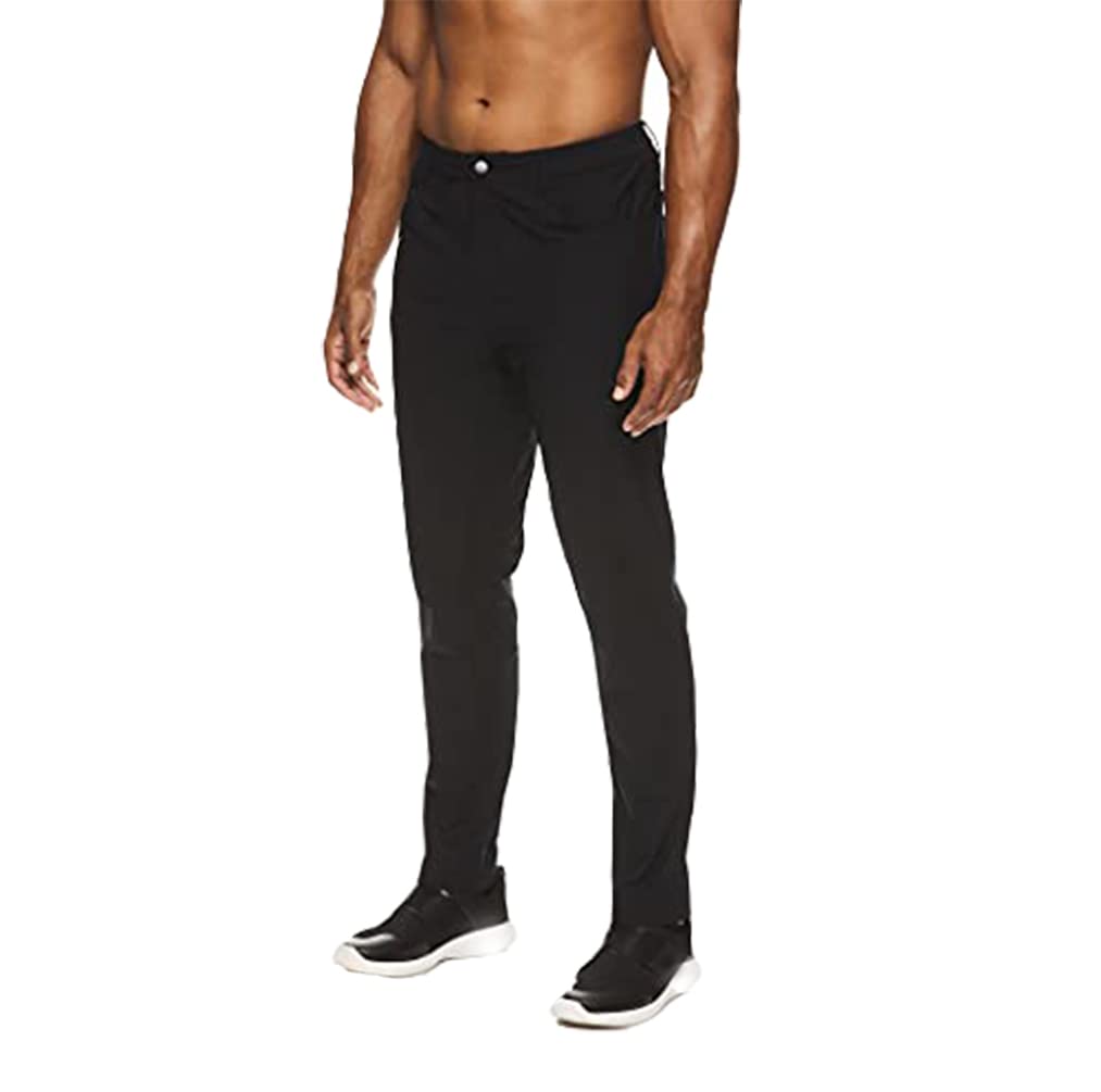 Gaiam Men's Skinny Yoga and Travel Pants - Solid Stretch Golf and Work Pant with Pockets - Black, 30"