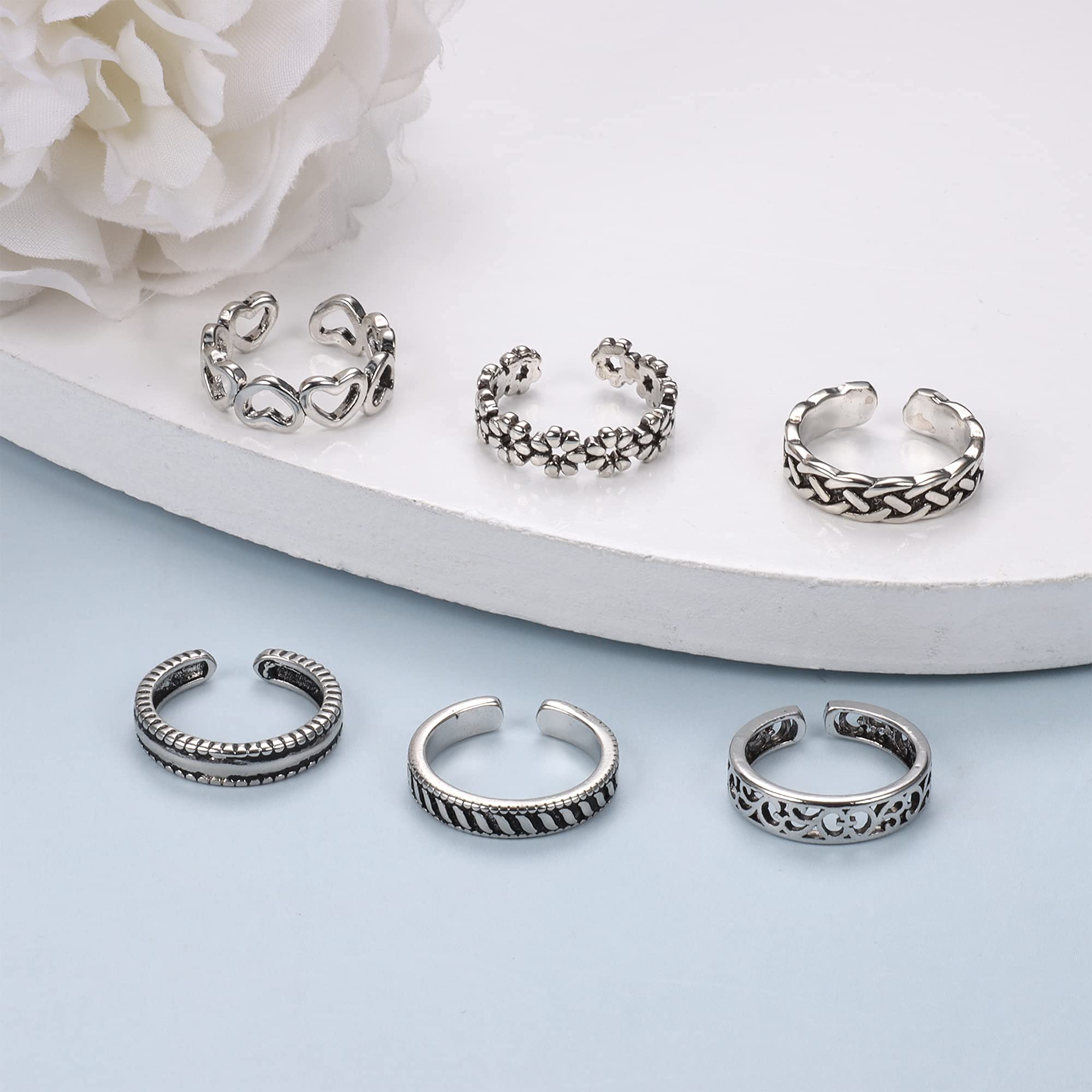FIBO STEEL 20PCS Toe Rings for Women Vintage Open Cuff Toe Ring Set Summer Beach Foot Jewelry Adjustable