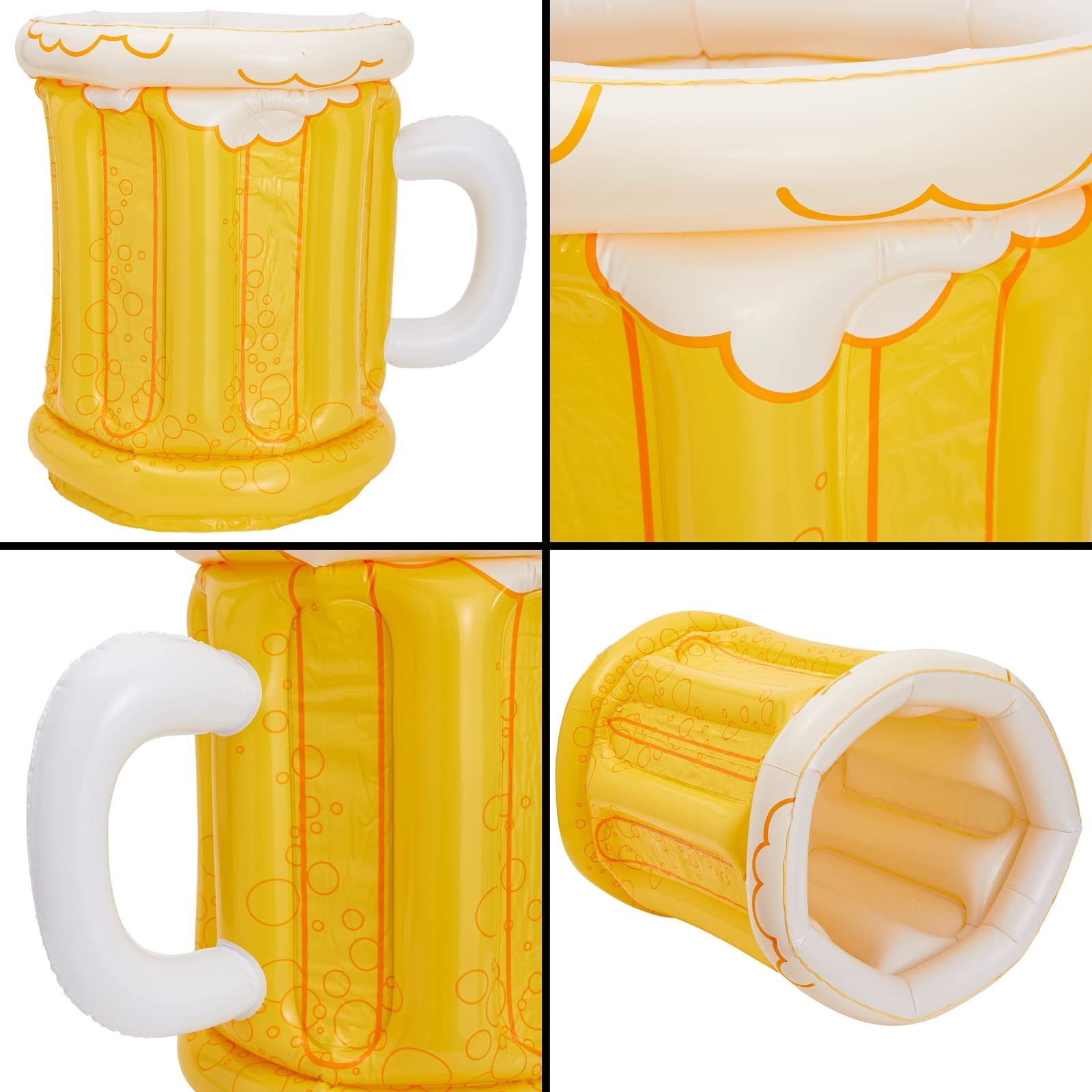 Inflatable Beer Mug Cooler for Pool Party Supplies, BBQ, Beach Parties (23 in)