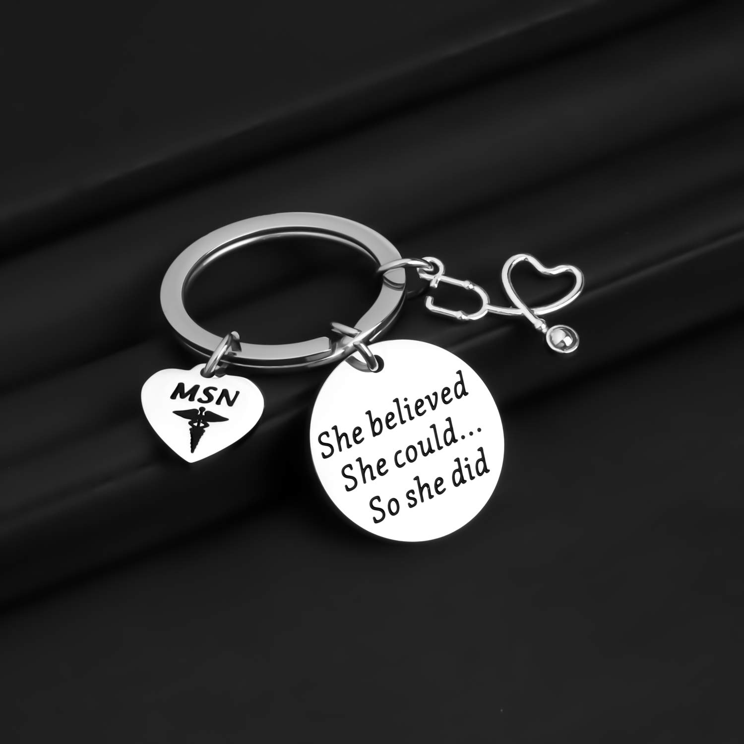 ENSIANTH MSN Gift Masters of Science in Nursing Keychain She Believed She Could So She Did Nursing Graduate Gift Masters in Nursing Gift (MSN She Believed KR)